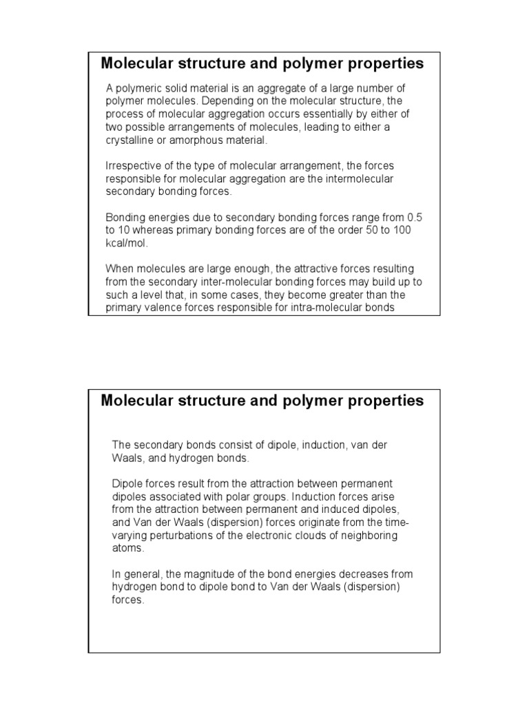 Polymer Structure | Intermolecular Force | Polymers