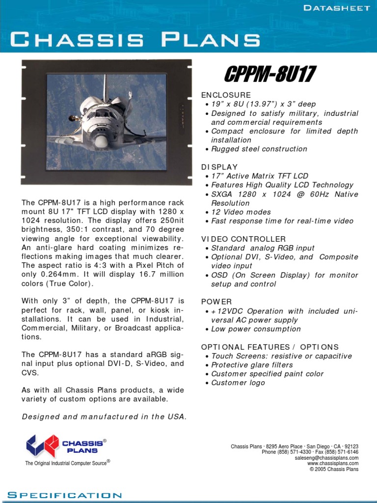 Panel Mount 17" TFT LCD Display - Chassis Plans CPPM-8U17 | PDF ...