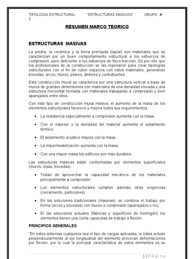 Estructuras Masivas: Compresión y Diseño | PDF | Bóveda (Arquitectura ...