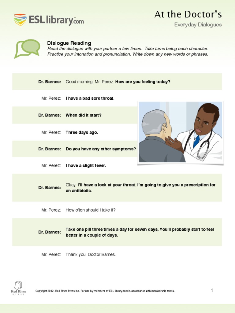 At The Doctor's: Dialogue Reading | PDF | Diseases And Disorders | Wellness