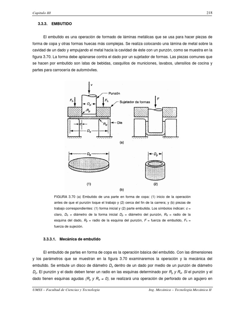 Embutido de metales: proceso y análisis mecánico | PDF | Fricción | Rieles