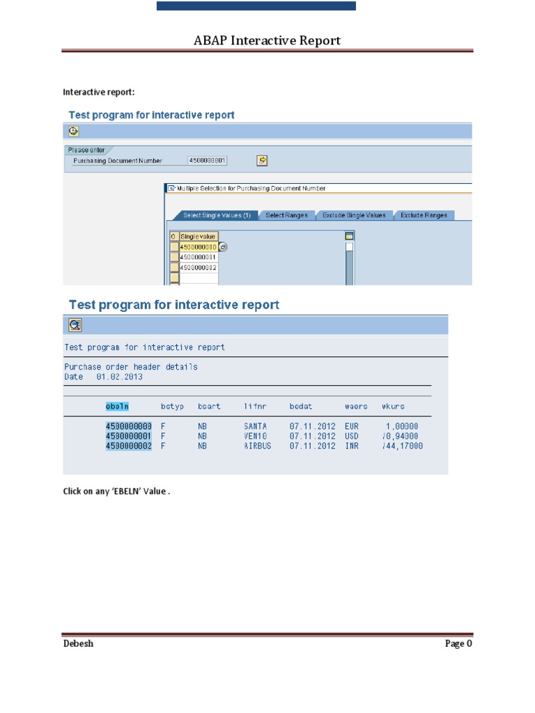 ABAP Interactive Report | PDF
