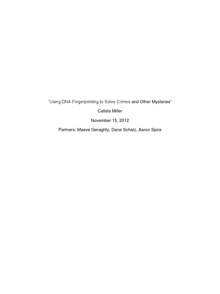 DNA Fingerprinting in Crime Solving | PDF | Agarose Gel Electrophoresis ...