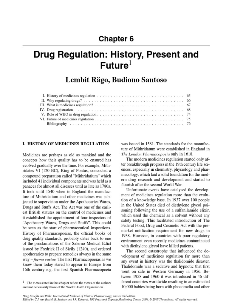 Drug Regulation History Present Future | PDF | Pharmaceutical Drug ...