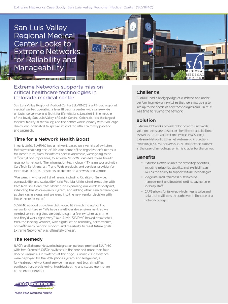Extreme Networks Case Study: San Luis Valley Medical Center | PDF ...