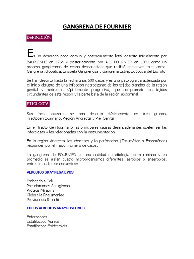 Gangrena de Fournier: Definición y Tratamiento | PDF | Septicemia ...