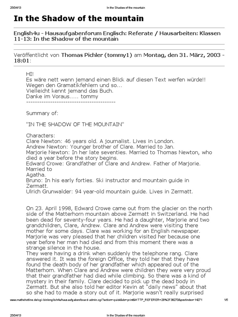 In The Shadow of The Mountain | PDF