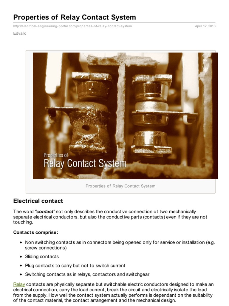 Properties of Relay Contact System | PDF | Relay | Wear