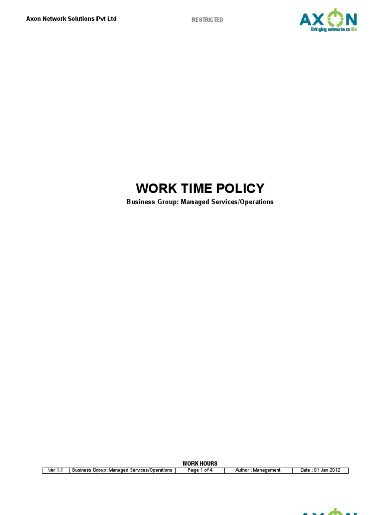 Work Time Policy Managed Services Operations | PDF | Workweek And ...
