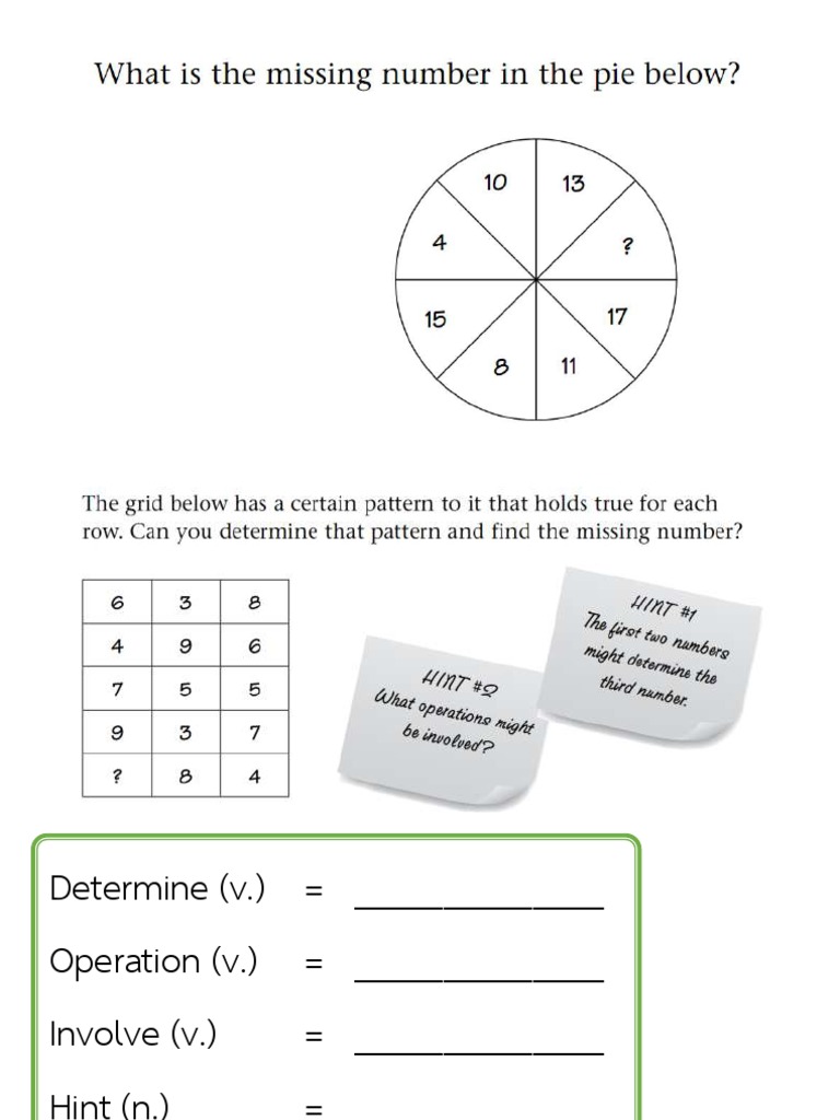 Determine (V.) - Operation (V.) - Involve (V.) - Hint (N.) | PDF
