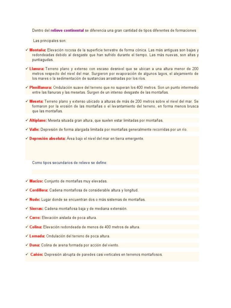 Relieve Continental | PDF | Terreno | Desierto
