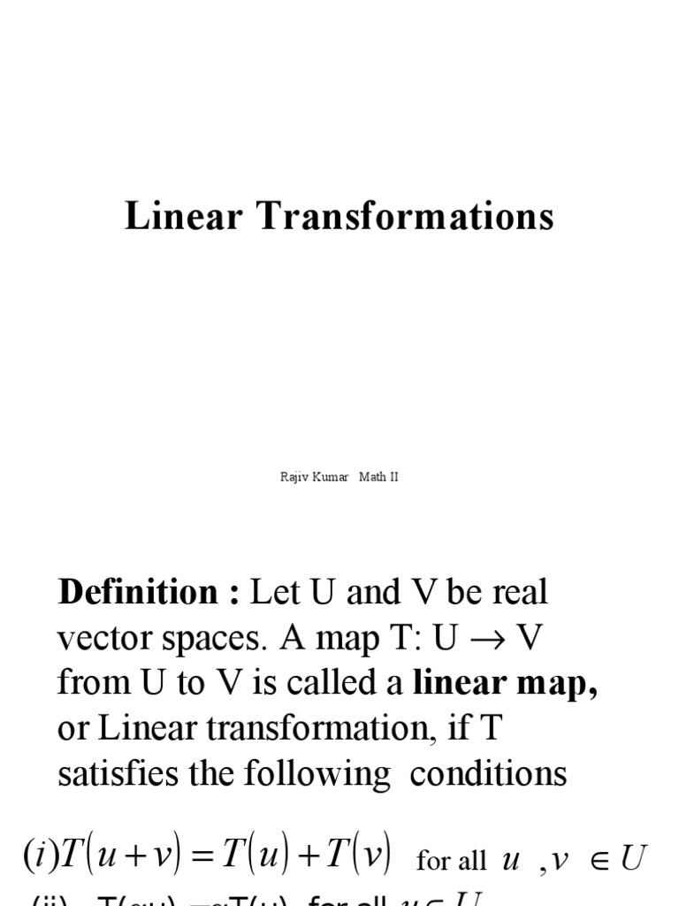 4 Linear Transformation | PDF | Linear Subspace | Vector Space
