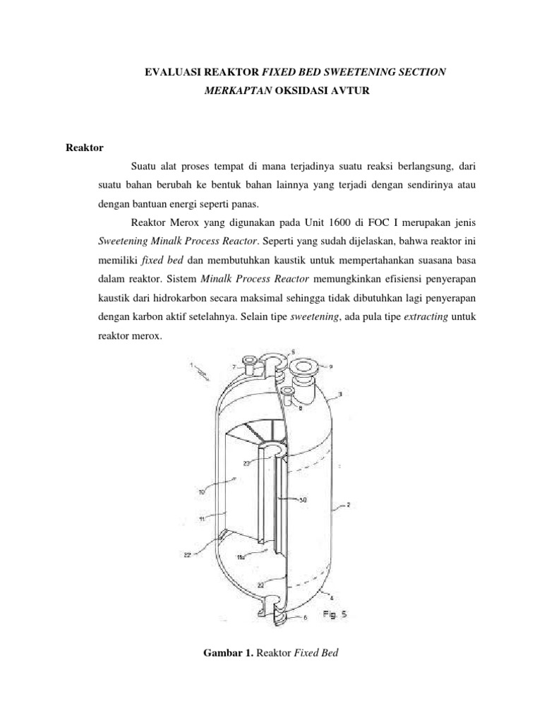 Evaluasi Reaktor Fixed Bed Sweetening Section Merkaptan Oksidasi Avtur ...