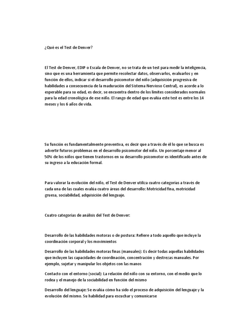Qué Es El Test de Denver | PDF