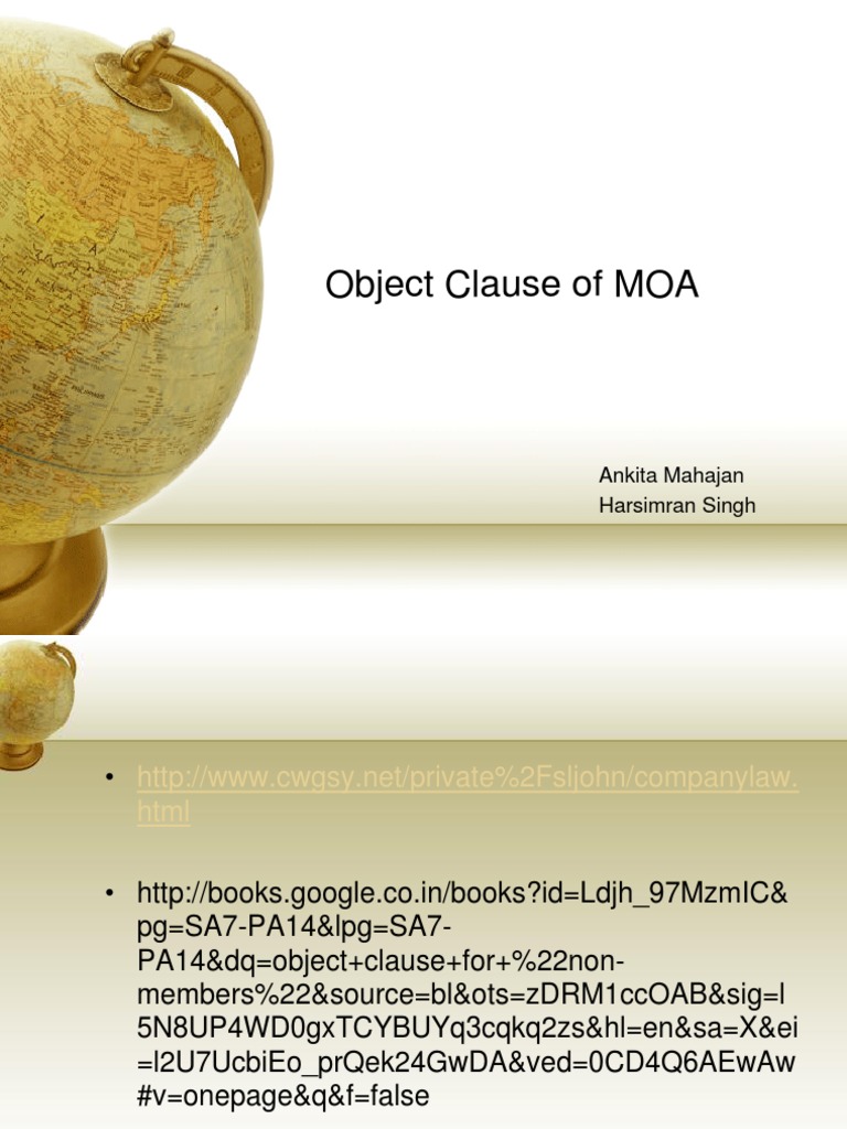 Understanding the Object Clause in MOA | PDF | Social Institutions ...