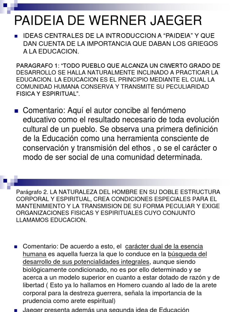 Paideia de Werner Jaeger | PDF | Homo Sapiens | Esencia