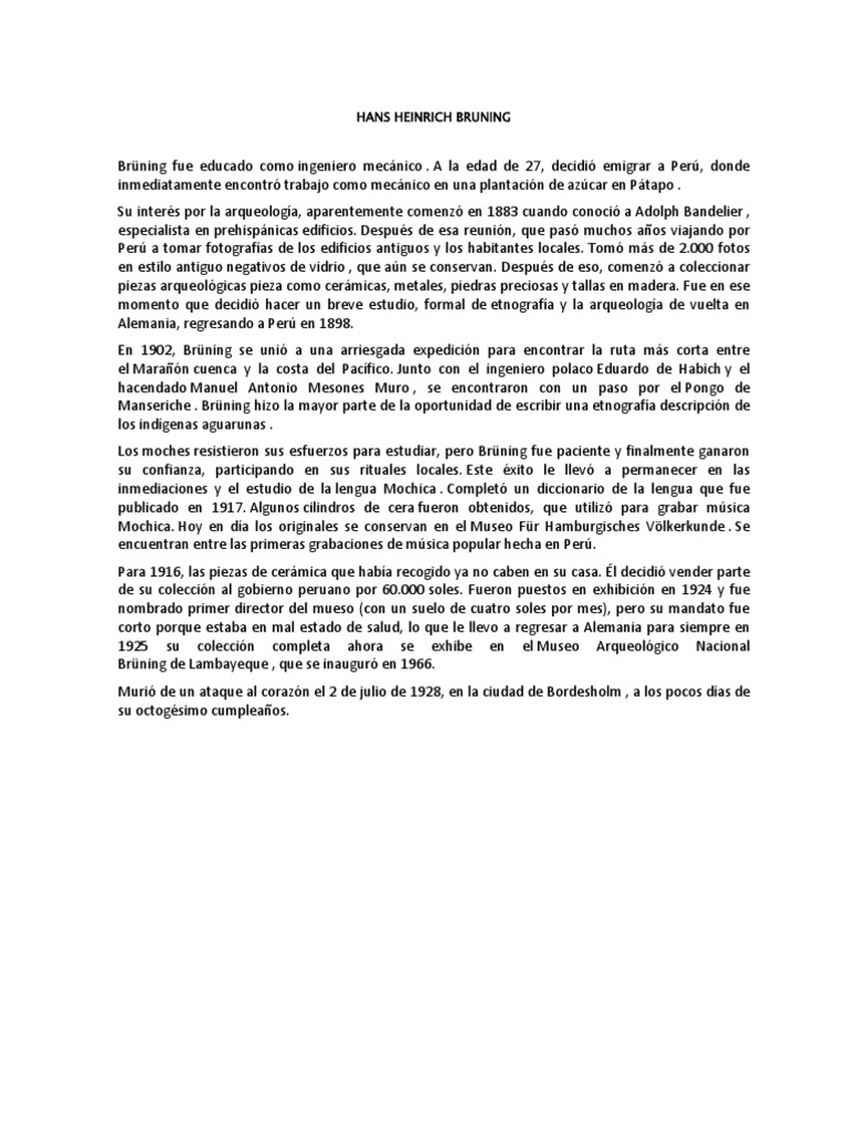 Hans Heinrich Bruning | PDF | Museo | Perú