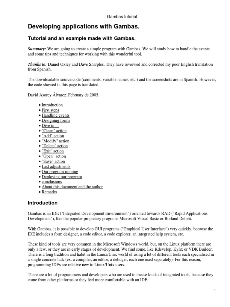 Gambas Tutorial en | PDF | Menu (Computing) | Integrated Development Environment