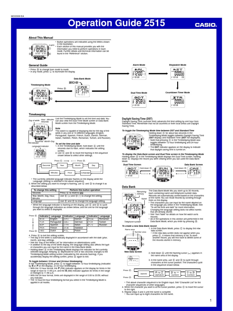 Manual Reloj Casio BD 36 PDF | PDF | Daylight Saving Time | Timer