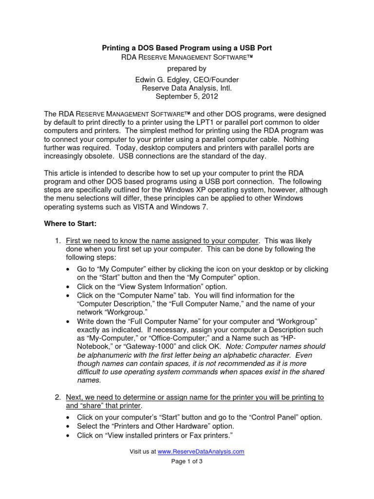 DOS Based Program Using A USB Port | PDF | Command Line Interface | Dos