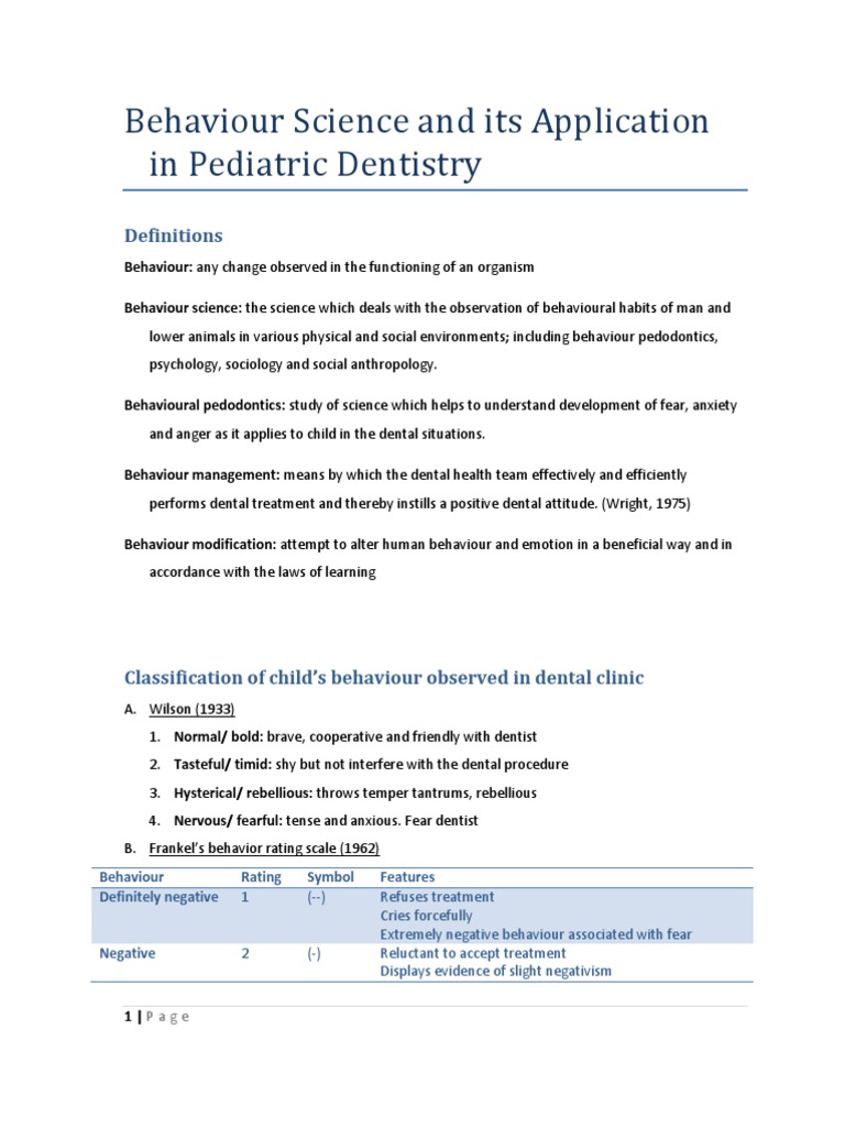 Behavior Management in Pediatric Dentistry | PDF | Reinforcement | Anxiety