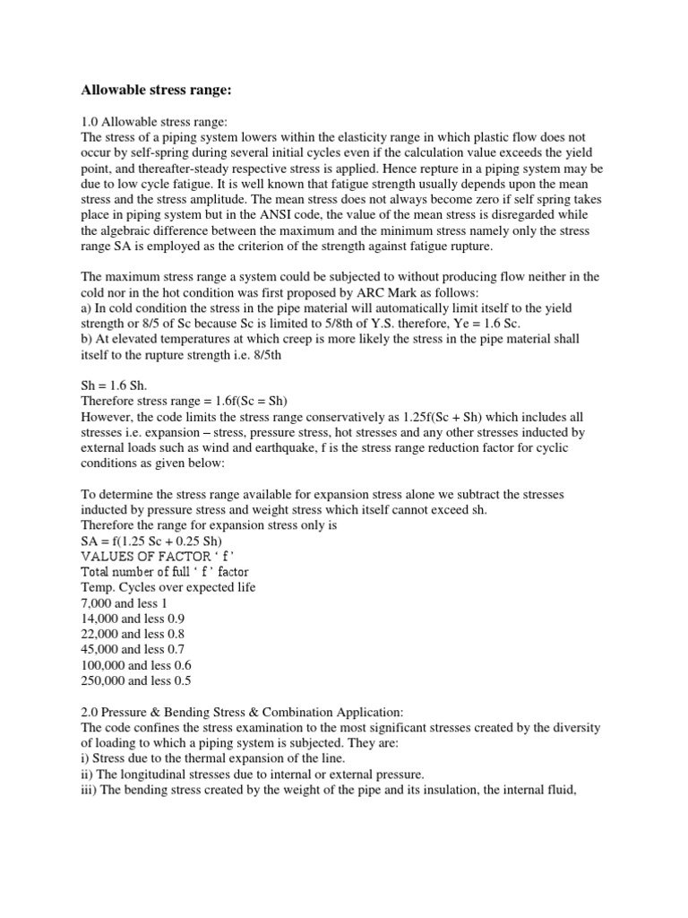 Allowable Stress Range | PDF | Strength Of Materials | Stress (Mechanics)