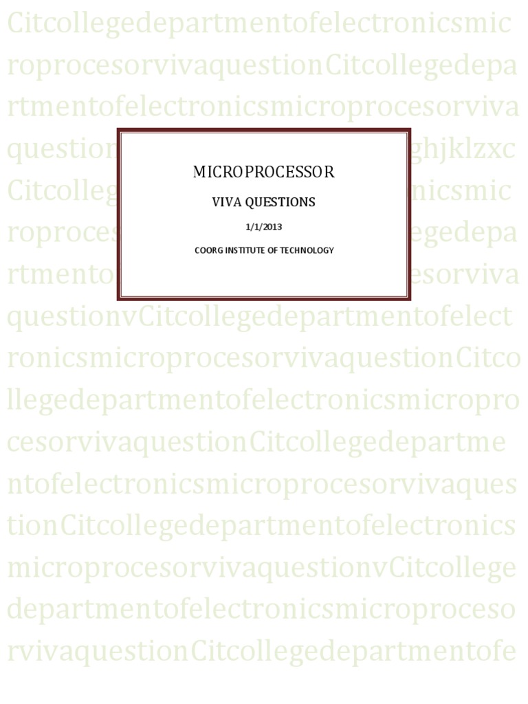 Microprocessor: Viva Questions | PDF | Assembly Language | Computer Program