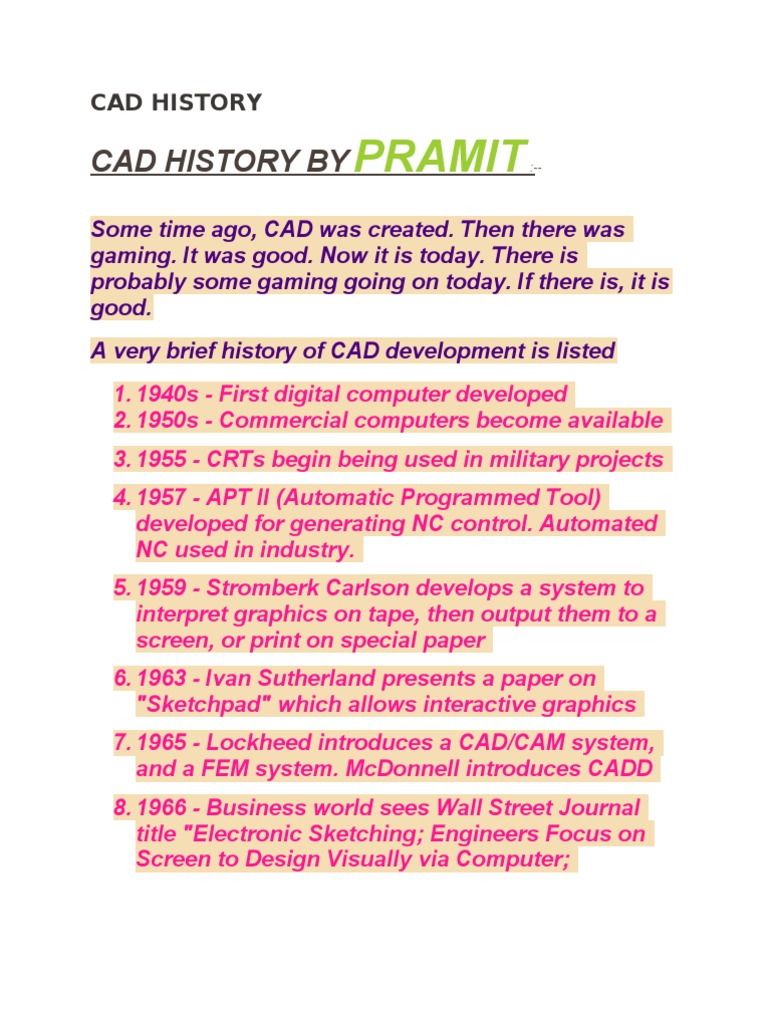 Cad History | Computer Aided Design | Auto Cad | Free 30-day Trial | Scribd