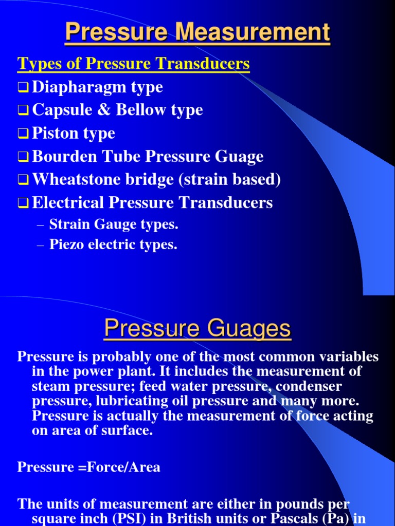 Pressure Measurement: Types of Pressure Transducers | Pressure ...