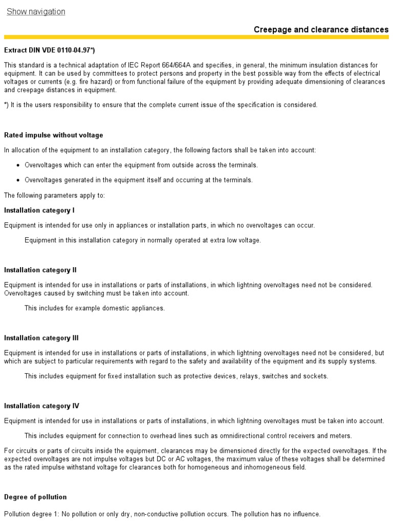 Creepage and Clearance Distances | PDF | Insulator (Electricity) | Switch