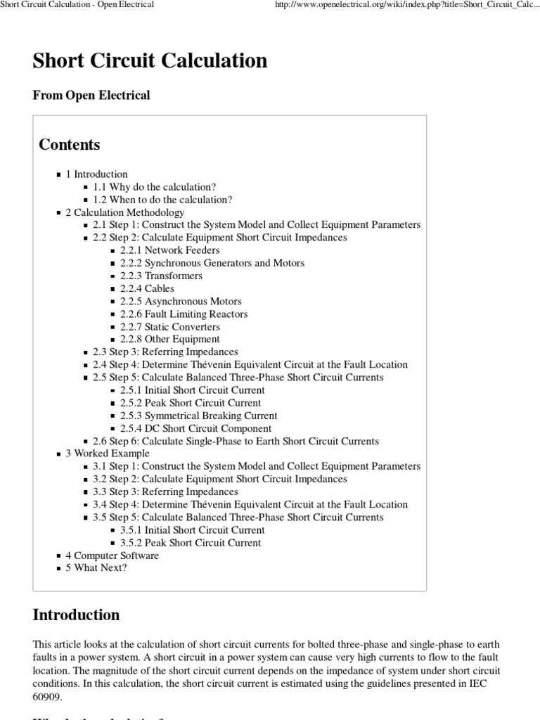 Short Circuit Current Calculation Guide | PDF | Electrical Impedance ...