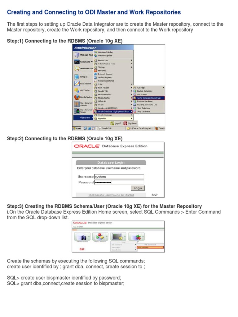 Creating and Connecting To ODI Master and Work Repositories | PDF | Relational Database | Oracle ...