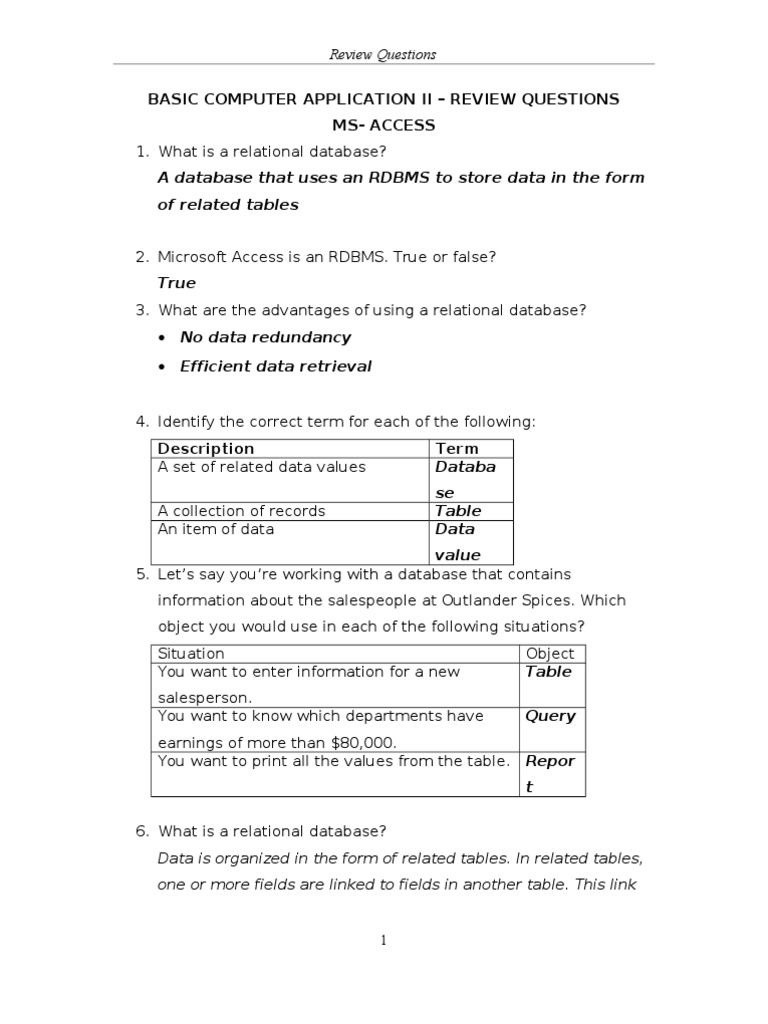 Computer Application II Revision | PDF | Information Retrieval | Databases