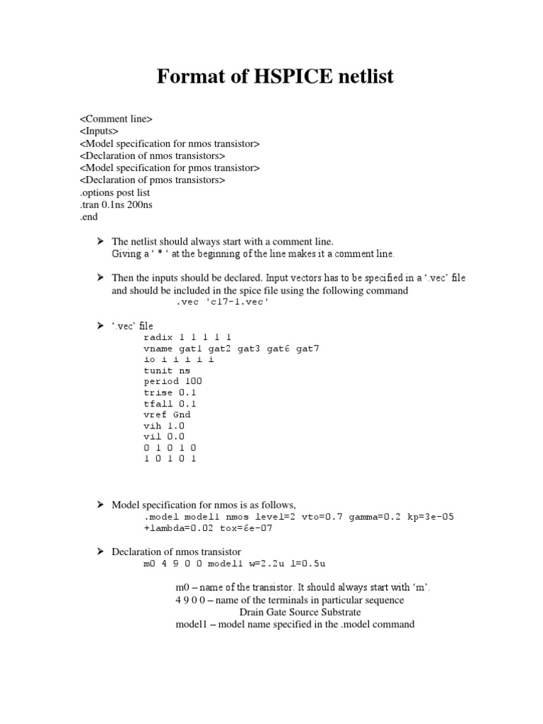 HSPICE Format | PDF
