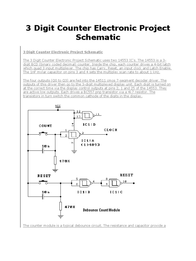 3 Digit Counter Electronic Project Schematic | PDF