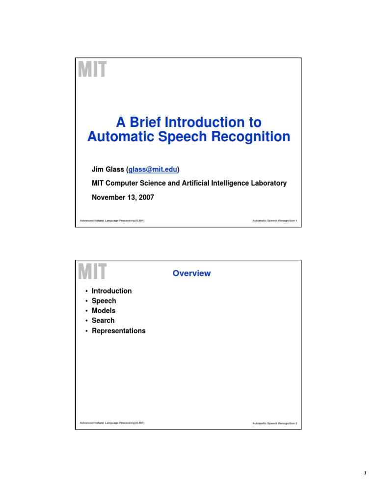 A Brief Introduction To Automatic Speech Recognition | PDF | Speech ...