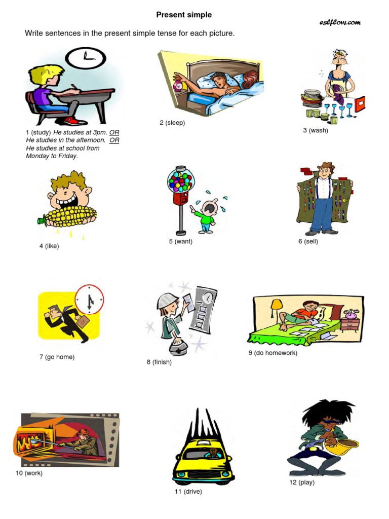 Present Simple Tense Sentence Practice | PDF | Grammar | Syntactic Relationships