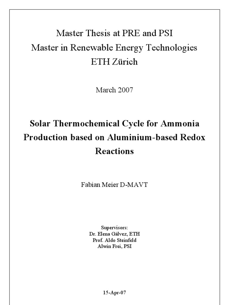 Master Thesis at PRE and PSI Master in Renewable Energy Technologies ETH Zürich | PDF | Gas ...
