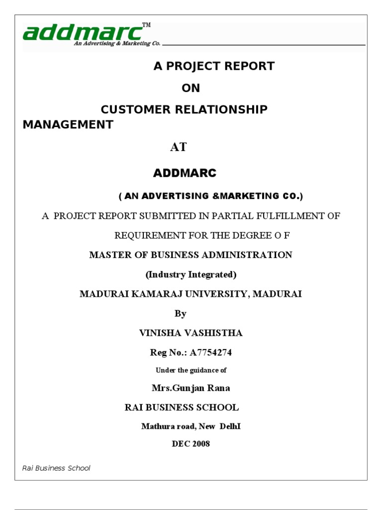 CRM Insights at Addmarc Advertising | PDF | Customer Relationship ...