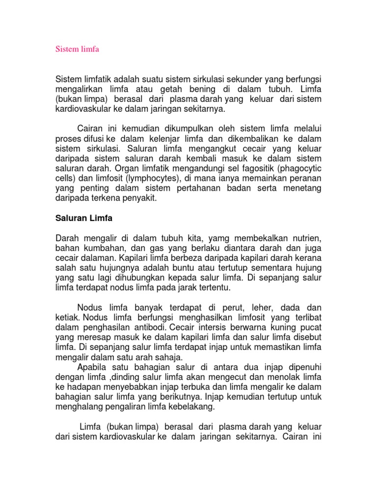 Sistem Limfa | PDF | Sains & Matematika