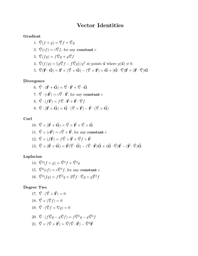 Important Vector Identities | PDF