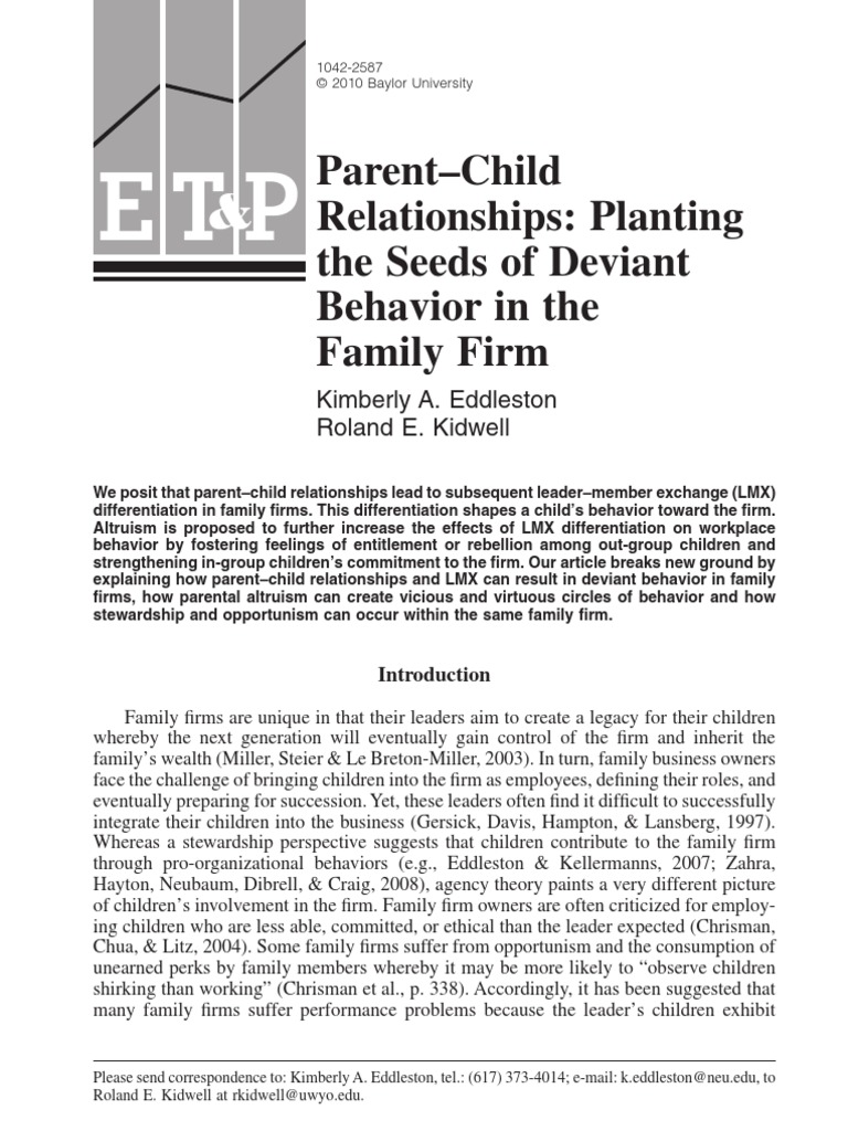 Parent-Child Relationships | PDF | Deviance (Sociology) | Altruism