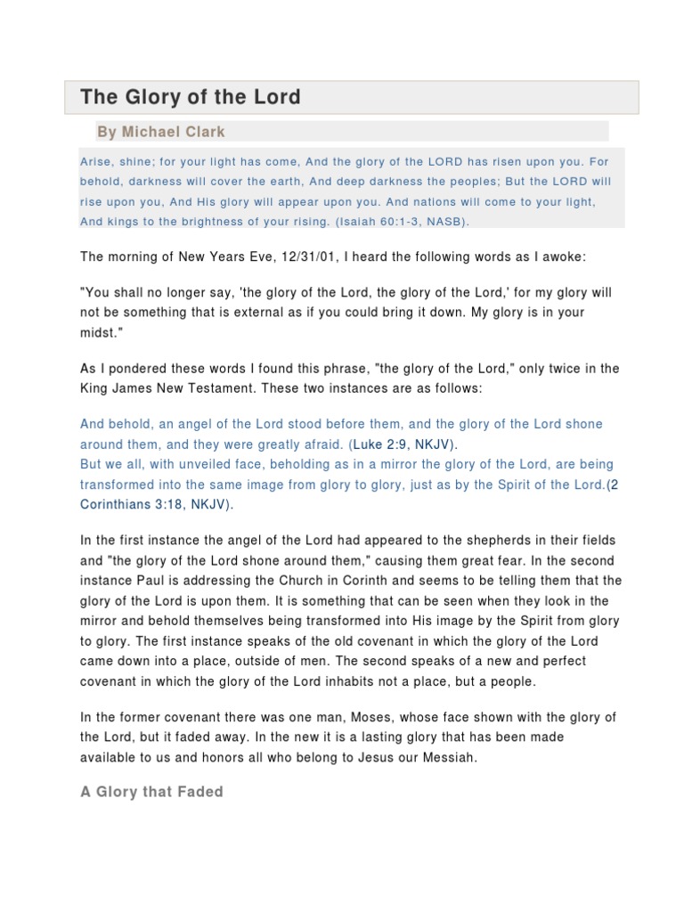 Glory PDF | PDF | Tabernacle | Glory (Religion)
