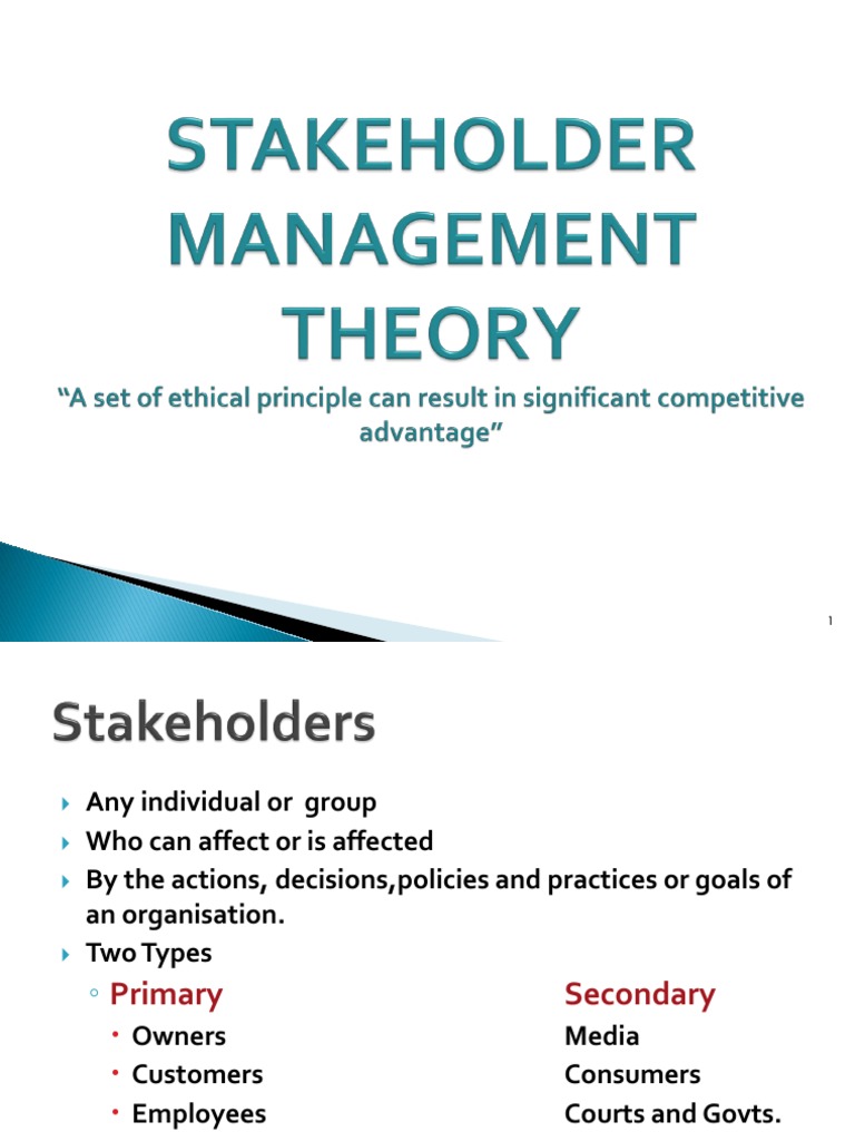 Stakeholder Management Theory | Stakeholder (Corporate) | Strategic ...