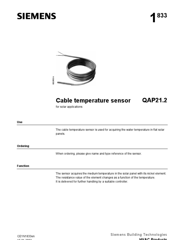 Siemens Building Technologies: HVAC Products | PDF | Temperature | Sensor