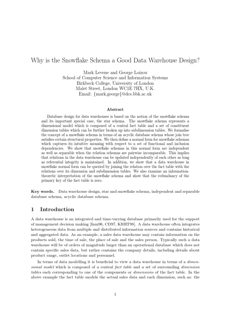 Why Is The Snowflake Schema A Good Data Warehouse Design | PDF | Data ...