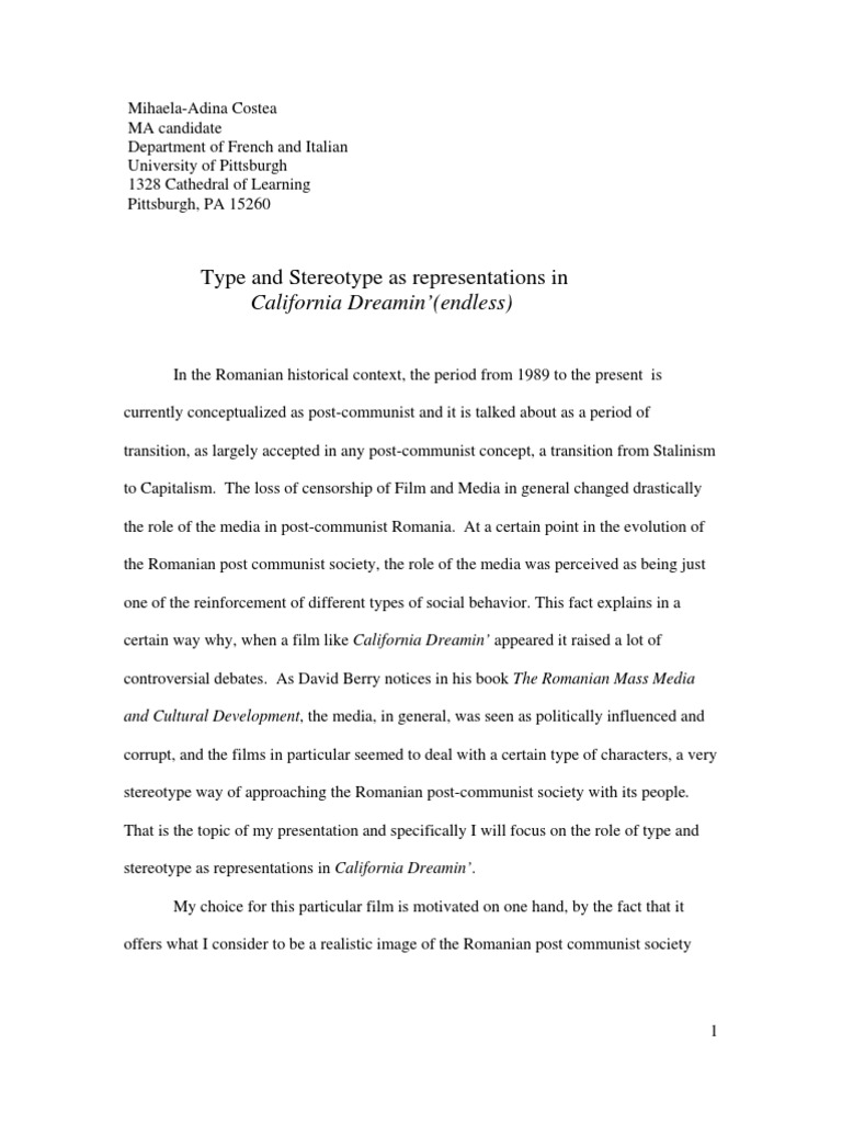 Mihaela Costea-Type and Stereotype | PDF | Representation (Arts) | Stereotypes