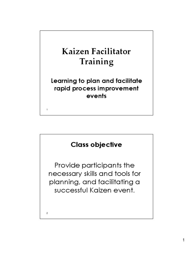 Kaizen Facilitator Training Guide | PDF | Business Process | Facilitator