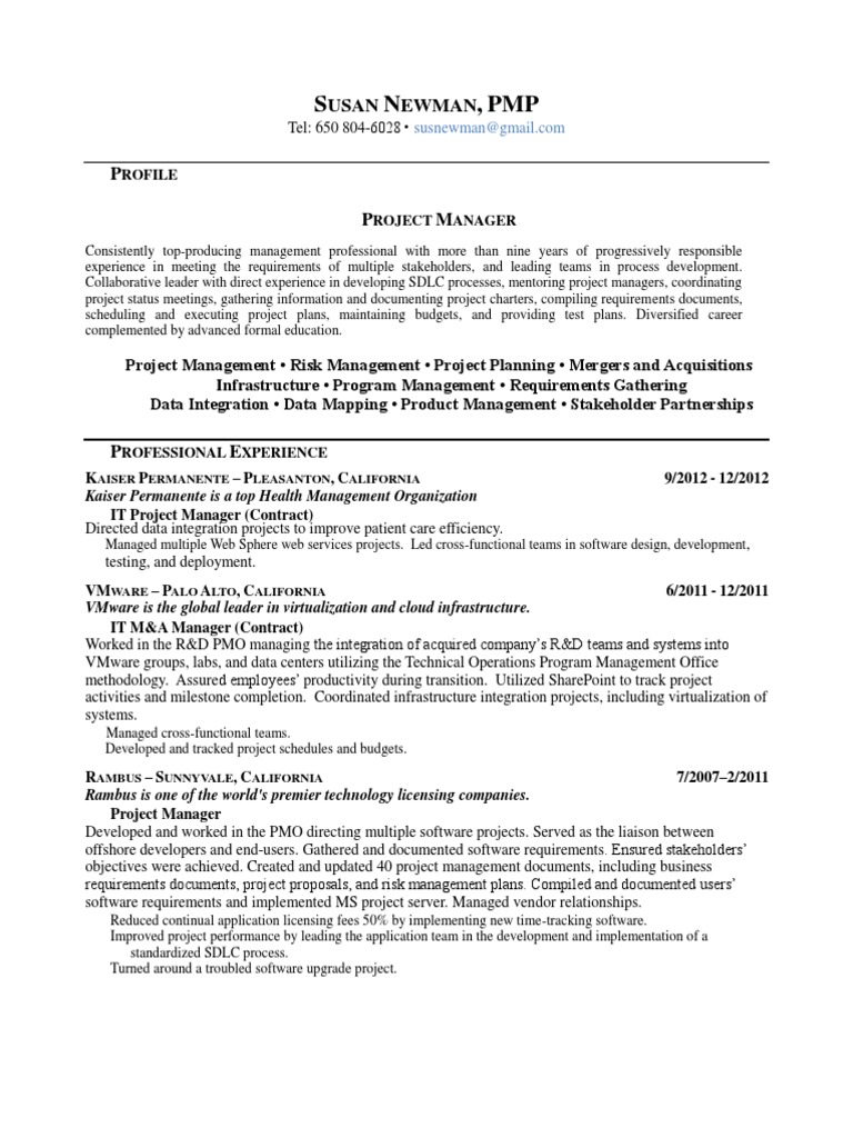 Susan Newman Resume | PDF | Project Manager | Electronic Data Interchange