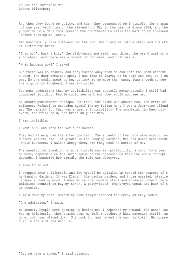 Silverberg, Robert - To See The Invisible Man | Download Free PDF | Nature